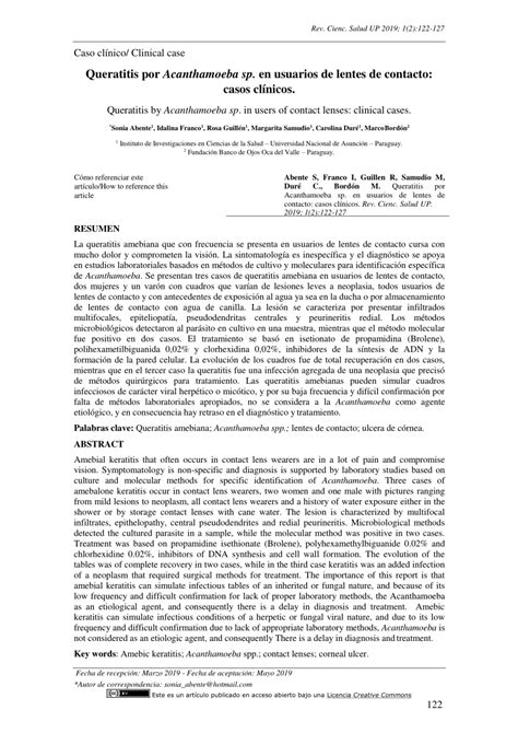 Pdf Queratitis Por Acanthamoeba Sp En Usuarios De Lentes De Contacto Casos Clínicos