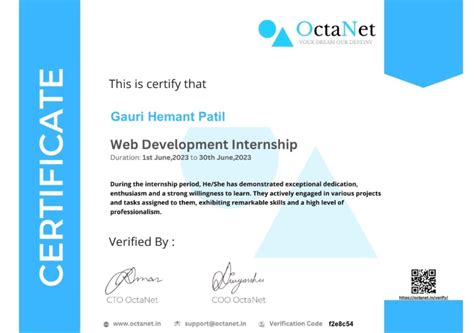 Gauri Patil On Linkedin Internship Octanet Webdevelopment
