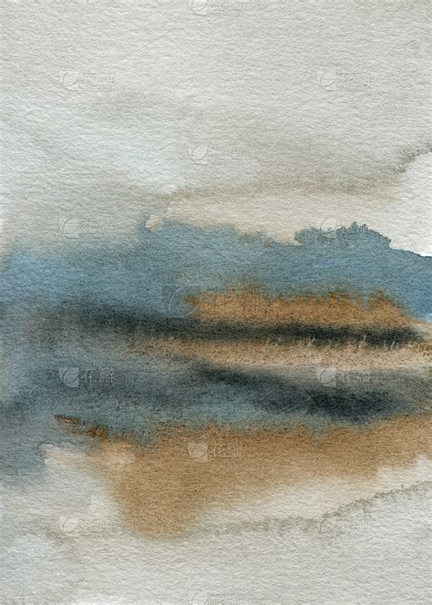 抽象极简主义风景水彩画背景