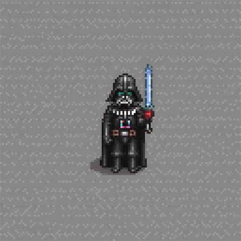 Pixel Art Of Lego Darth Vader Wielding A Light Saber Premium AI