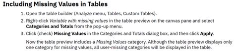 missing values is greyed out in custom tables r spss