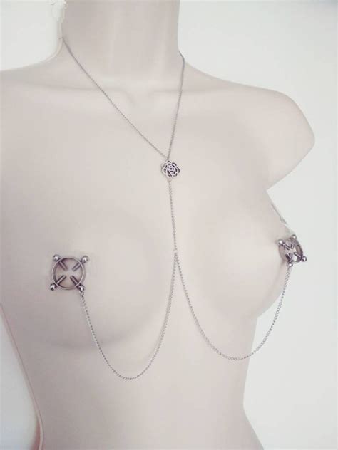 Nipple Piercing Clamps Sexy Noose Necklace Adjustable Screws Intimate Jewelry Non Piercing