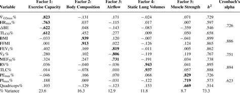 Physiological Functioning Model Rotated Patternstructure Matrix