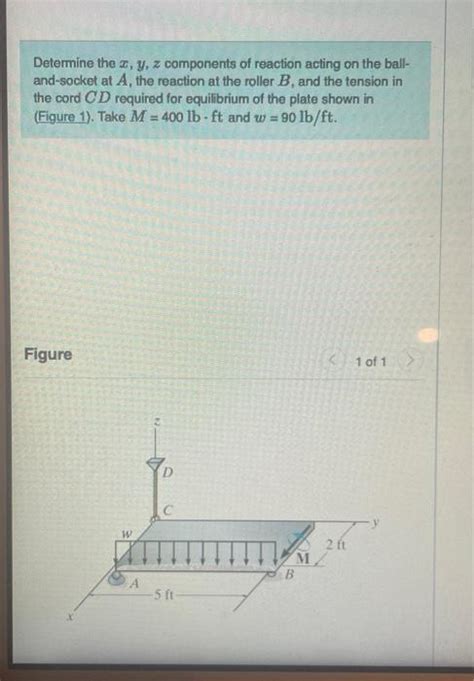 Solved Determine The X Y Z Components Of Reaction Acting