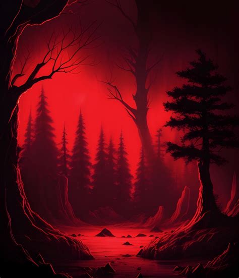 Red Forest Landscape By Dubbedemotions On Deviantart