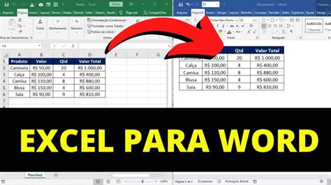 Excel Para Word Como Colocar Tabela Do Excel No Word Informática