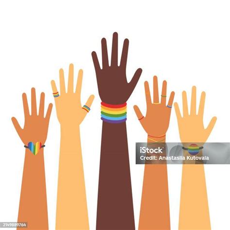 Lgbt 프라이드의 달을 축하합니다 손을 들어 퍼레이드 벡터 일러스트 레이 션 Gay Pride Parade에 대한 스톡 벡터 아트 및 기타 이미지 Gay Pride