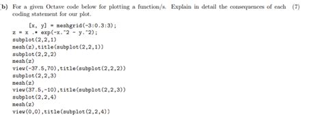 Solved B For A Given Octave Code Below For Plotting A Chegg