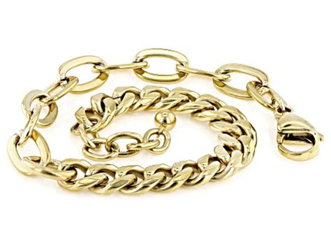 Gold Tone Stainless Steel Multi Link Bracelet Sph066b Jtv