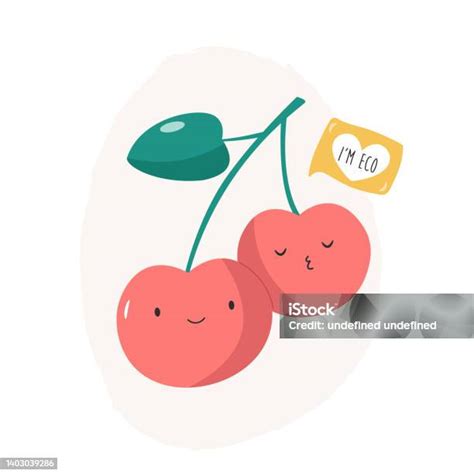 재미있는 체리와 텍스트의 벡터 일러스트 레이 션 나는 에코입니다 등장인물에 대한 스톡 벡터 아트 및 기타 이미지 등장인물 체리 건강한 식생활 Istock