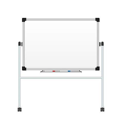 Realistic Office Whiteboard Empty Whiteboard With Marker Pens Vector