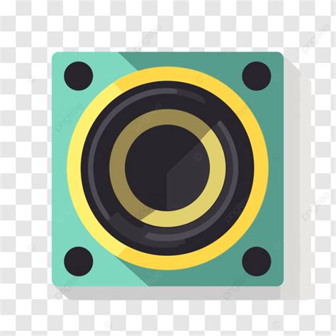 플랫 스피커 플랫 아이콘 벡터 일러스트 레이 션 흰색 배경에 서브우퍼의 단순하고 다채로운 아이콘 그림자 없음 작은 프레임 중앙 Png 일러스트 및 벡터 에 대한 무료