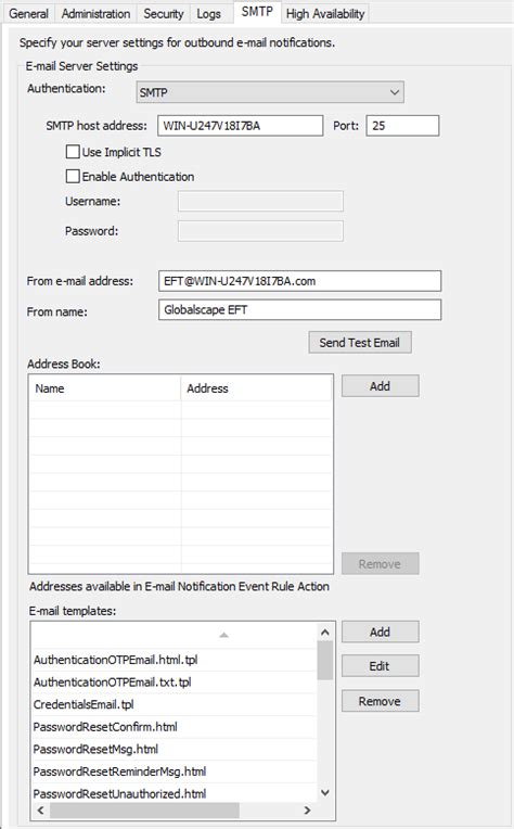 Configuring Email Server Settings