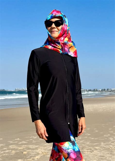 Womens Long Sleeve Zip Front Rashie Baggy Loose Fit Swim Shirt