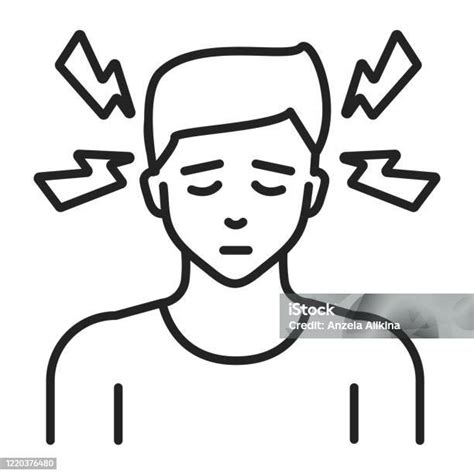 두통 라인 검은 색 아이콘입니다 알레르기 증상 감기 독감 웹 페이지 모바일 앱 프로모션에 대한 픽토그램 Ui Ux Gui 디자인 요소입니다 편집 가능한 스트로크입니다 개념에