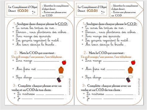 Le Complément d objet direct COD leçon et exercices علم طفلك