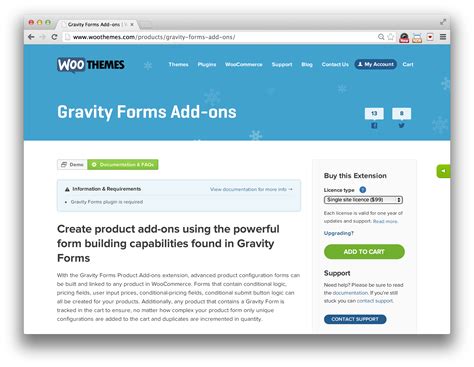 Woocommerce Gravity Forms Add Ons Extension