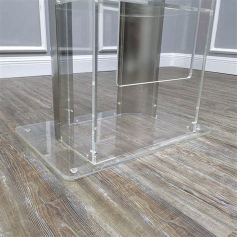 Fixturedisplays Clear Acrylic Plexiglass Podium Curved Brushed