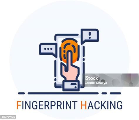 채워진 선 아이콘 스타일입니다 해커 사이버 범죄 공격 웹 디자인에 대한 지문 해킹 Ui Ux 모바일 웹 광고 잡지 책 포스터 개념에 대한 스톡 벡터 아트 및 기타 이미지