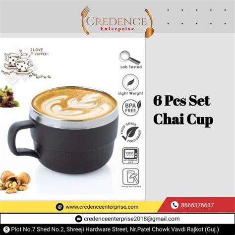 Ss And Platic Chai Cup 6 Pcs Set At ₹ 180set Cup Saucer Set In