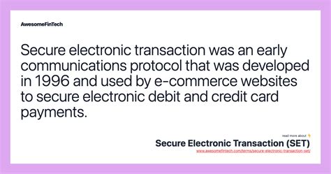 Secure Electronic Transaction Set Awesomefintech Blog
