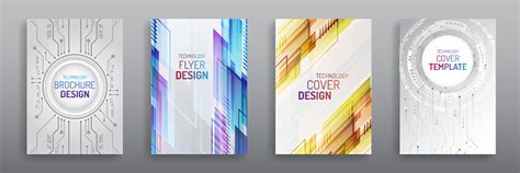 추상기술 커버와 회로 기판 하이테크 브로셔 디자인 컨셉 미래 지향적 인 비즈니스 레이아웃 의 집합 미래형 디지털 포스터 템플릿