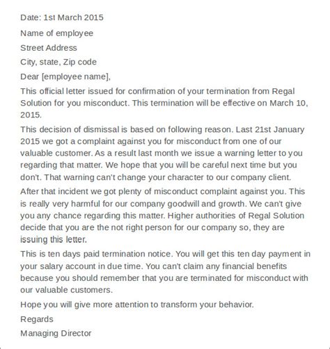 Sample Termination Letters 9 Employee Termination Letters Download