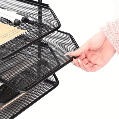 1pc 메쉬 서랍 트레이 선반 금속 데스크탑 보관함 다층 서랍 파일 랙 잡지 편지 용지 문서용 정리함 사무실 책상 잡지