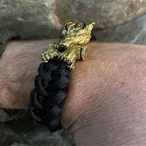 Браслет из паракорда «Волк Латунь Веселый Викинг