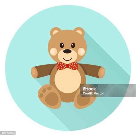 테디 베어 그림자와 녹색 배경에 장난감 테디 곰 부드러운 장난감의 벡터 그림입니다 벡터 0명에 대한 스톡 벡터 아트 및 기타 이미지 Istock