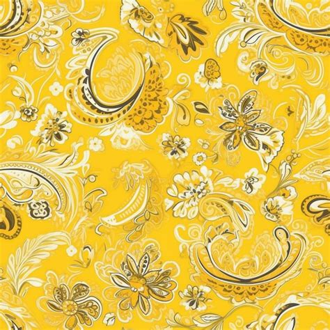 Premium Photo A Close Up Of A Yellow And Black Paisley Pattern