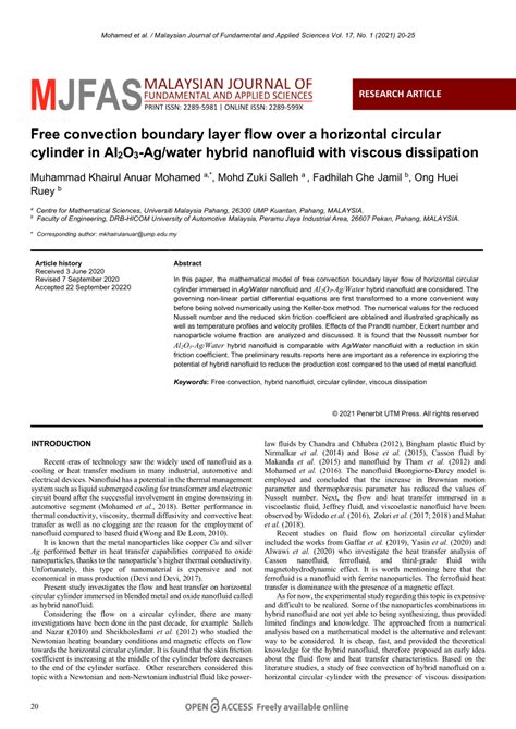 Pdf Free Convection Boundary Layer Flow Over A Horizontal Circular Cylinder In Al2o3 Agwater