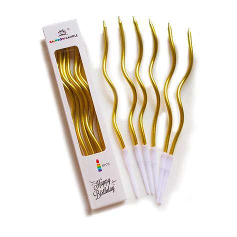 Party Propz Spiral Golden Birthday Candles 6 Pcs Twisty Birthday