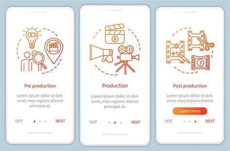 Video Production Onboarding Mobile App Page Screen Vector Template Film Making Industry