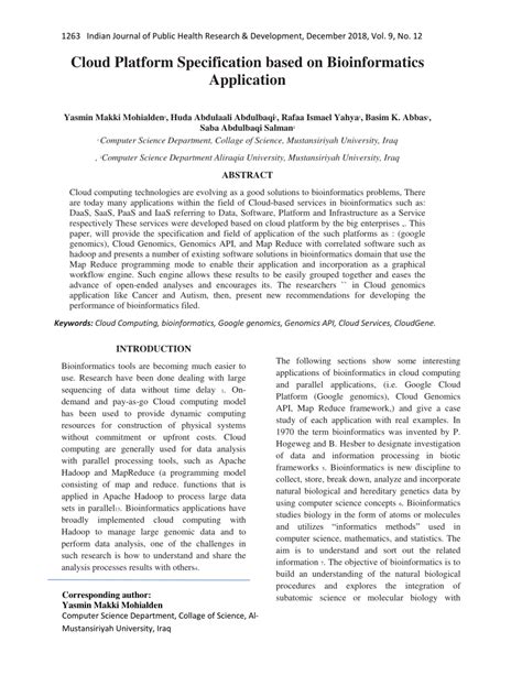 Pdf Cloud Platform Specification Based On Bioinformatics Application