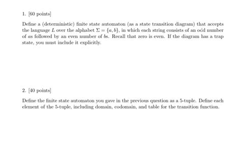 Solved 1 60 Points Define A Deterministic Finite State