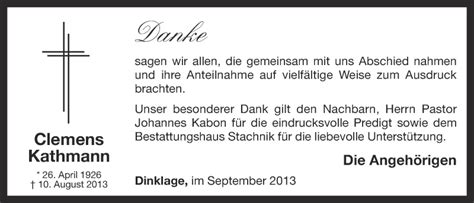 Traueranzeigen Von Clemens Kathmann Om Trauer De