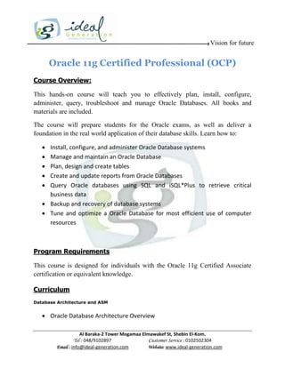 Oracle G Certified Professional Ocp PDF