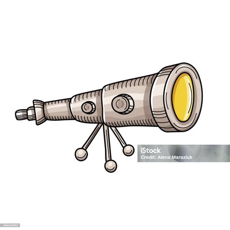 만화 스타일의 망원경 아이콘입니다 흰색 배경에 격리된 광학 장치 교육과 천문학의 요소 별과 우주의 세계 벡터 그림 감시에 대한 스톡 벡터 아트 및 기타 이미지 Istock