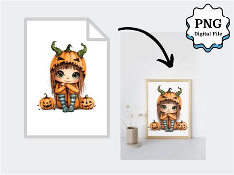 Adorable Pumpkin Girl Halloween Png Digital Download Pumpkin Spice