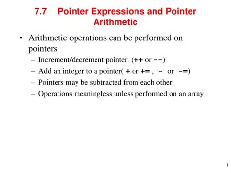 Ppt 77 Pointer Expressions And Pointer Arithmetic Powerpoint Presentation Id3784580