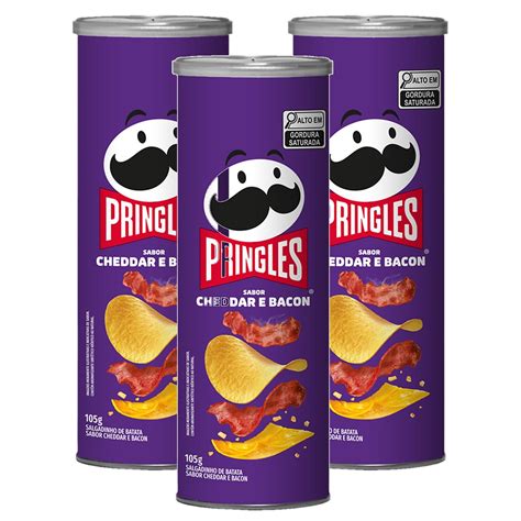 Kit 3 Batata Pringles Sabor Cheddar E Bacon Kelloggs 105g Shopee Brasil