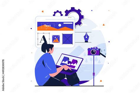 Freelance Working Modern Flat Concept For Web Banner Design Woman