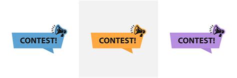 확성기로 말풍선을 경연합니다 콘테스트 배너 세트 프로모션 새로운 사업 표지판 확성기 비즈니스 마케팅 및 광고를 위한 배너 벡터 일러스트 레이 션 사소한 정보에 대한 스톡