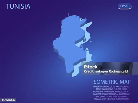 튀니지의 아이소메트릭 지도 파란색 배경에 현대적인 벡터 인포그래픽을 위한 격리된 3d 아이소메트릭 개념 벡터 그림입니다 주당순절 10 0명에 대한 스톡 벡터 아트 및 기타
