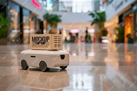 Premium Psd Clock And Collect Delivery Mock Up With Robot Handling Boxes