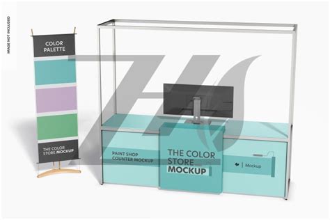 دانلود فایل لایه باز موکاپ پیشخوان فروشگاه با بنر دانلود رایگان فایل