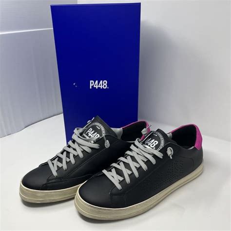 P448 Shoes P448 Mens F22 John Perforated Logo Low Top Sneaker Black