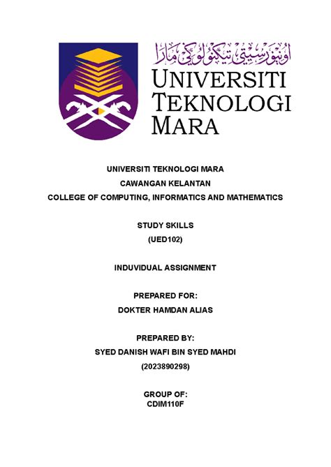 Assignment Ued102 Universiti Teknologi Mara Cawangan Kelantan College