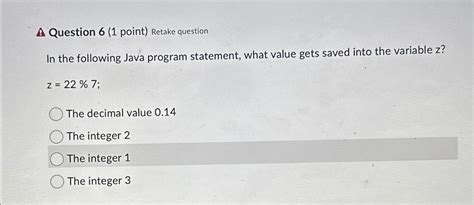 Solved A Question 6 1 Point Retake QuestionIn The Chegg Com